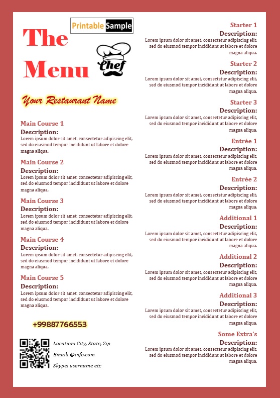 12 Free Sample Office Menu Templates - Printable Samples