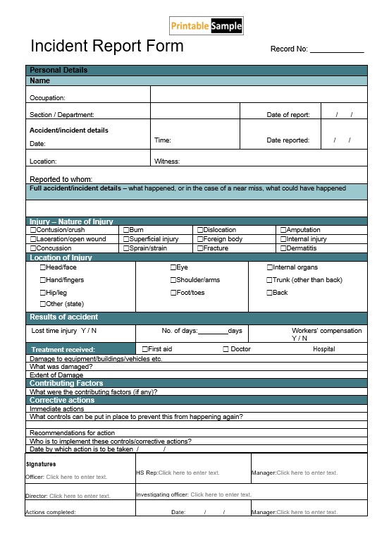 10 Free Incident Report Templates Printable Samples 10 Free Incident Report Templates Printable Samples