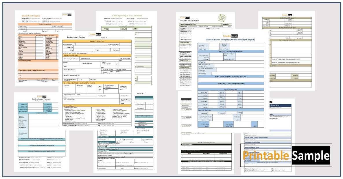 10+ Free Incident Report Templates - Printable Samples
