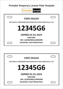 06 Free Printable Temporary License Plate Templates - Printable Samples