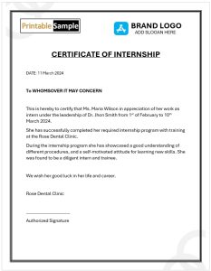 22 Free Internship Certificate Templates - Printable Samples