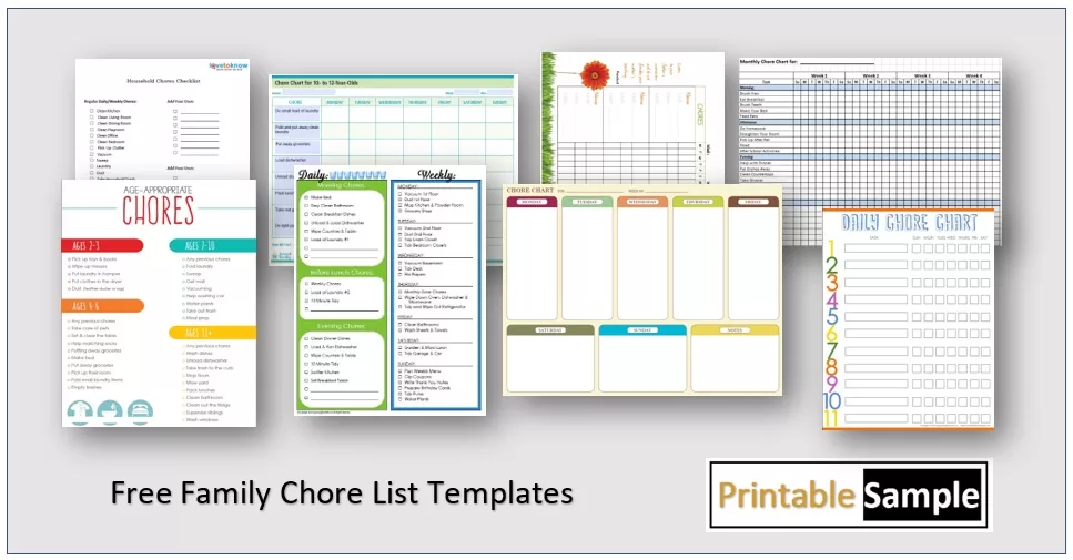 Family Chore List - Free Printable Templates