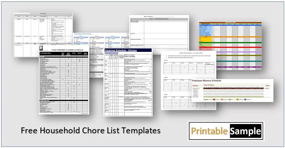 Printable Household Chores List Templates (Word, Excel & PDF)