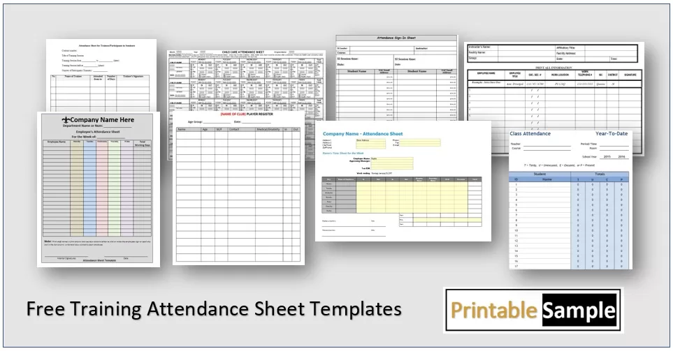 13 Free Sample Training Attendance Sheet Templates - Printable Samples