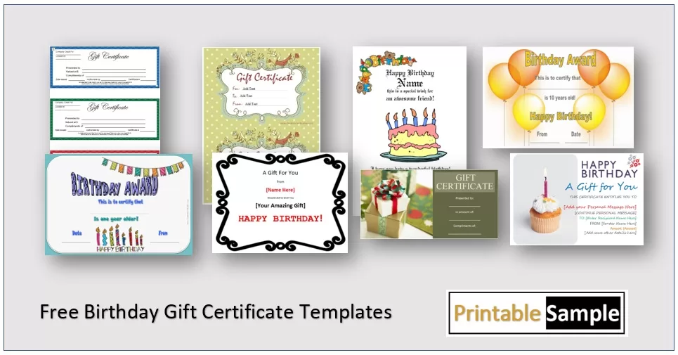 Birthday Gift Certificates Templates - Printable Samples