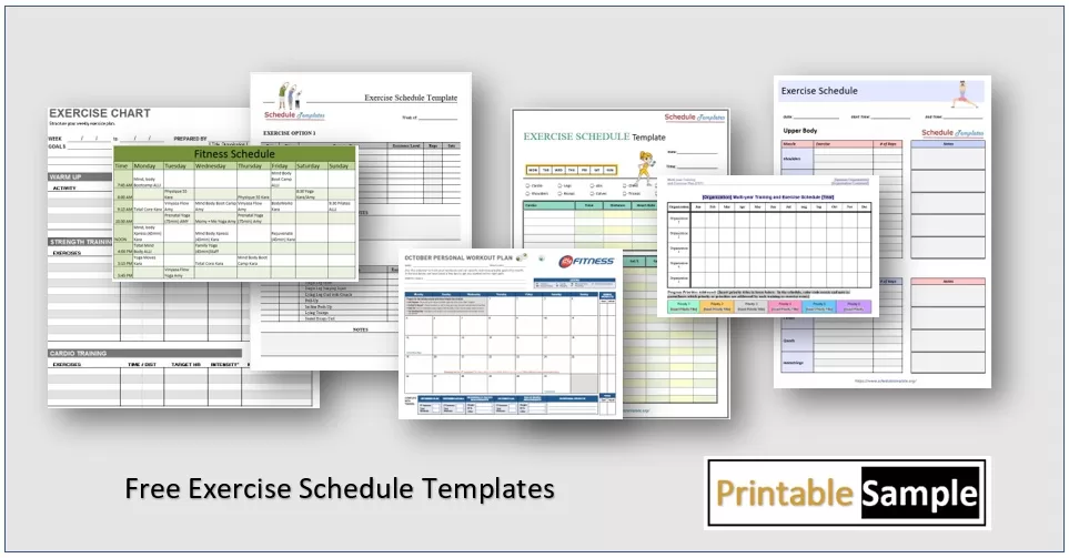 BEST Exercise Schedule Templates - Printable Samples