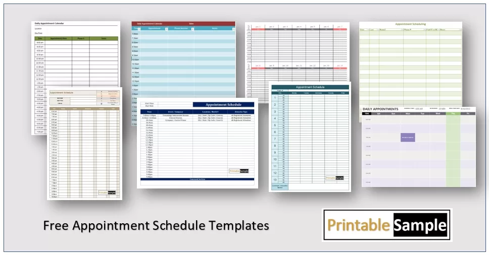 Appointment Schedule Templates - (Word, Excel & PDF)