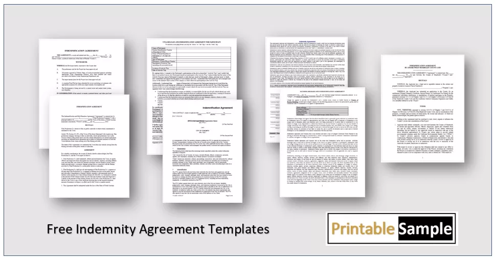 Editable Indemnity Agreement Templates - Printable Samples